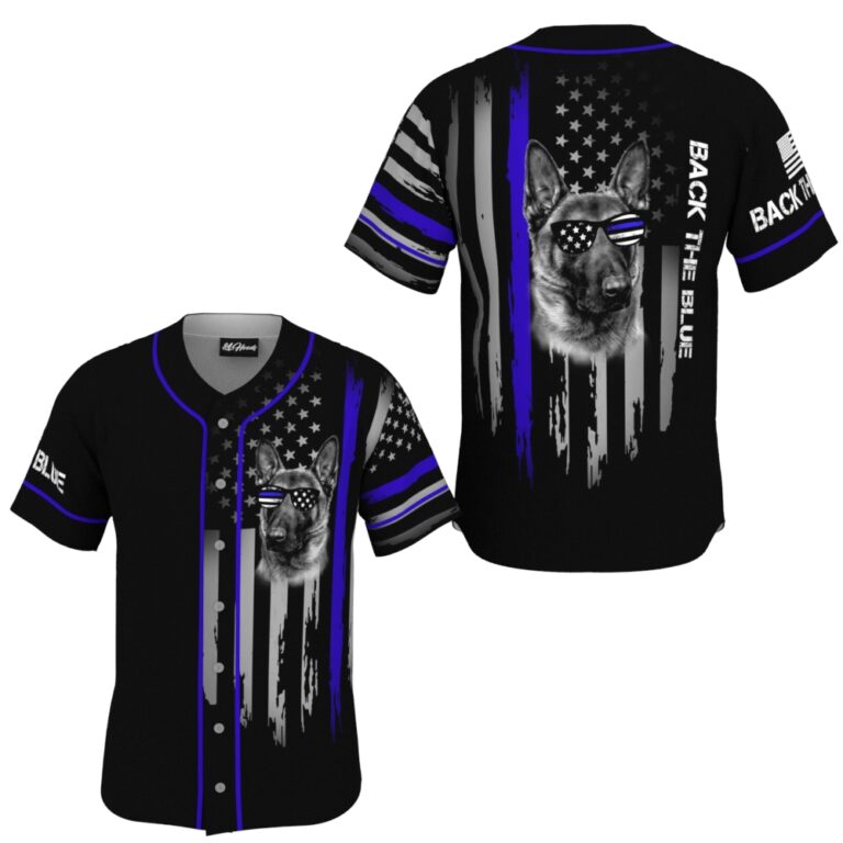 Police Belgian Malinois Back The Blue Usa Flag Baseball Jersey ...