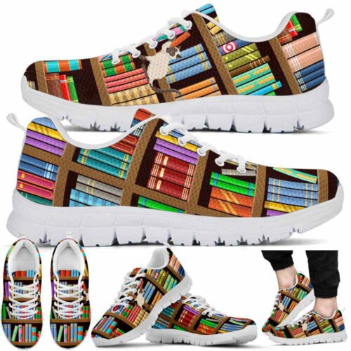 Librarian Cat Book Shelf Sneakers - 84Hoods© Personalized Bags , Shoes ...