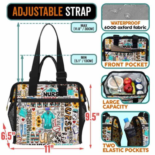 Nurse Typo Insulated Lunch Bag - 84Hoods© Personalized Bags , Shoes & More